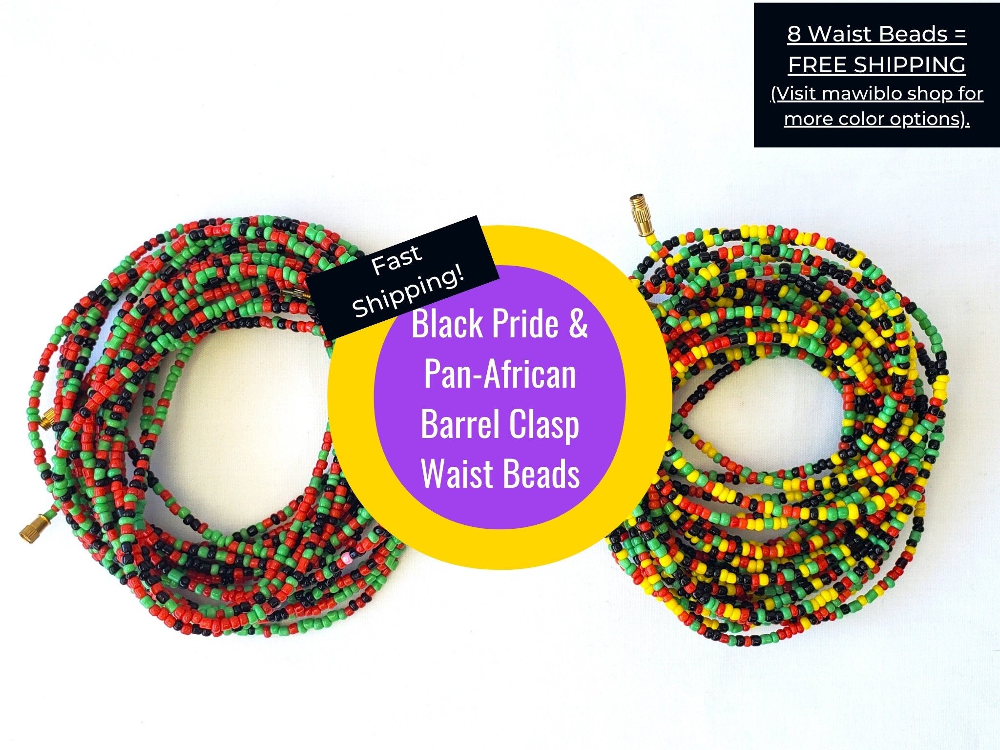 Black Pride & Pan-African Barrel Clasp African Waist Beads – mawiblo